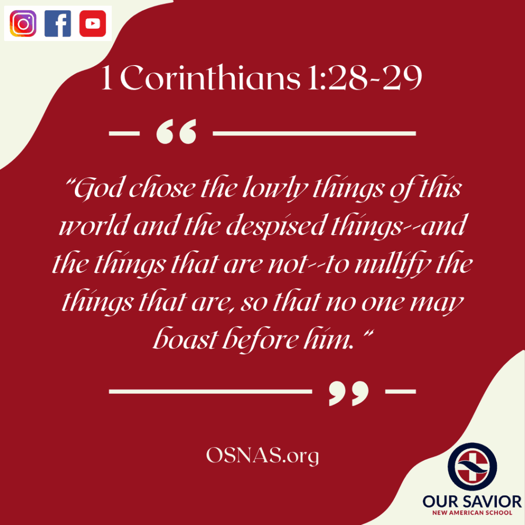 OSNAS Update - "God Chose the Lowly Things" - Our Savior New American ...
