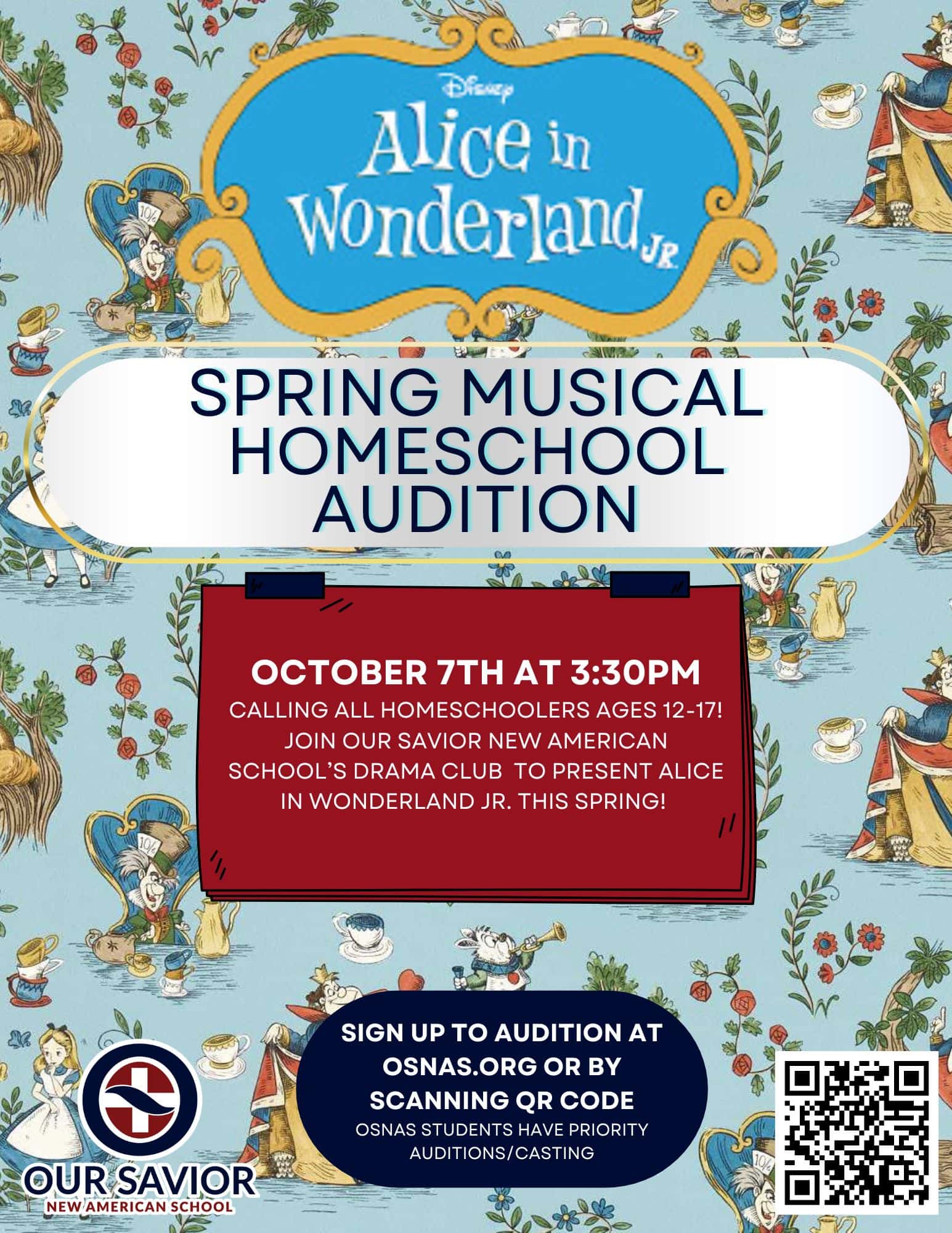 Homeschool Play Audition Sign up – Our Savior New American School